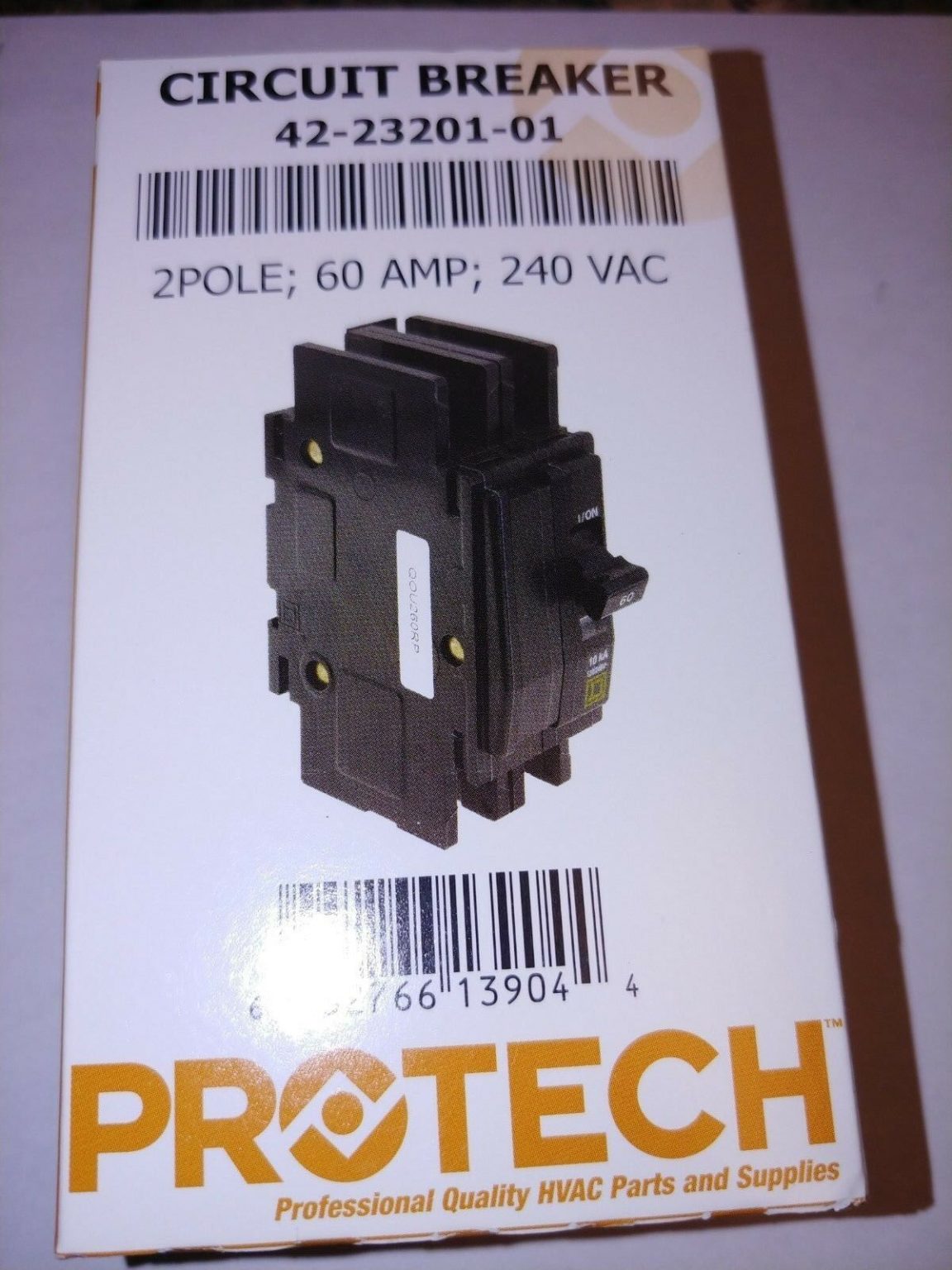 Protech Circuit Breaker 42-23201-01 2 Pole 60 Amp 240 Vac 10 Ka Square ...